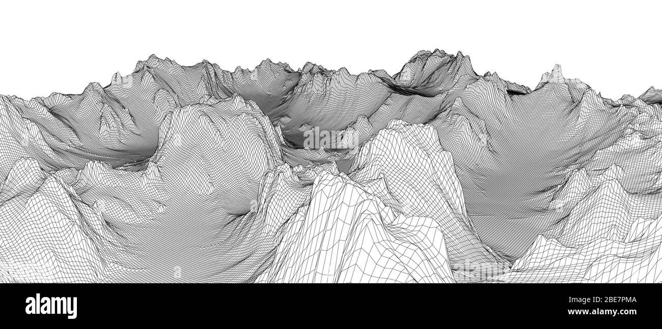 Abstract 3d wire-frame landscape. Blueprint style Stock Vector Image ...
