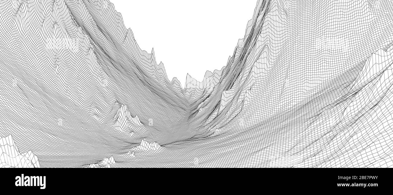 Abstract 3d wire-frame landscape. Blueprint style Stock Vector Image ...