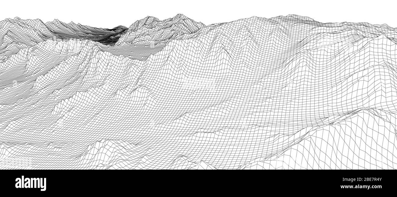 Abstract 3d wire-frame landscape. Blueprint style Stock Vector Image ...