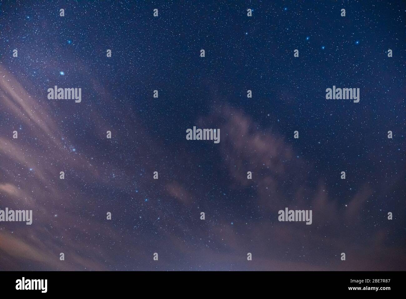 Real Night Sky Stars. Colorful Starry Sky With Some Clouds Background ...