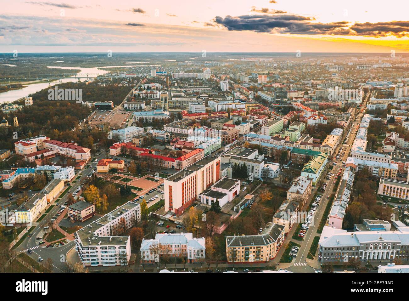 Gomel, Belarus. Aerial View Of Homiel Cityscape Skyline In Autumn ...