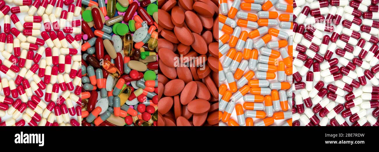 Vitamins and supplements. Colorful of pills. Many of capsules and ...