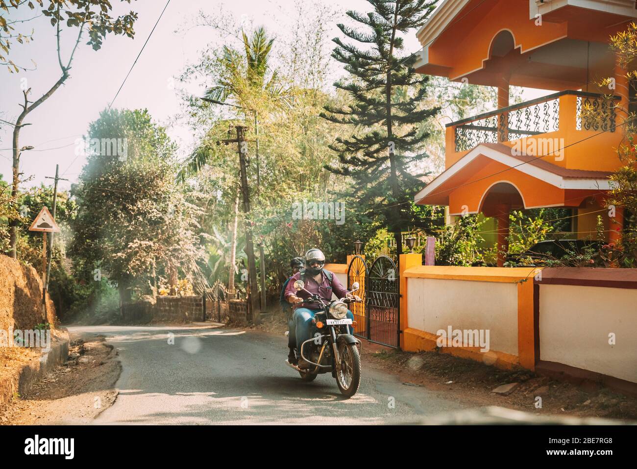 Goa, India - February 14, 2020: People Riding On Scooters Motorcycle On ...