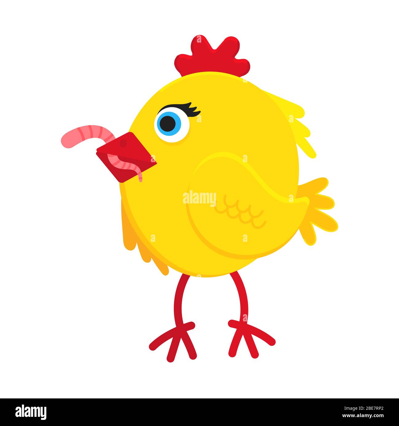 Cute funny little chick chiken hen cartoon flat style design vector ...
