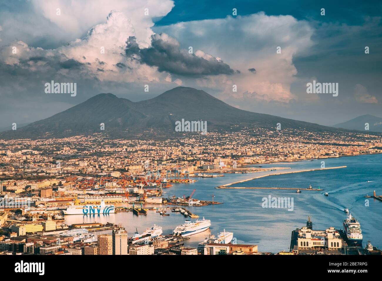 Naples, Italy - October 17, 2018:. Top View Cityscape Skyline Of Naples ...