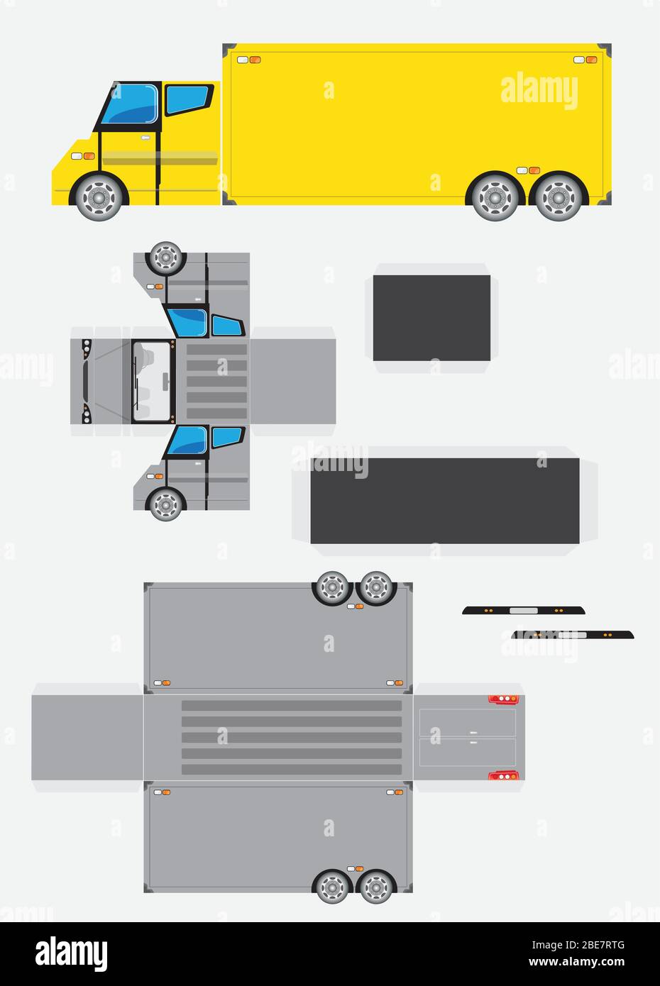 Container Cargo Truck Paper Model cut and glue it Stock Vector Image ...