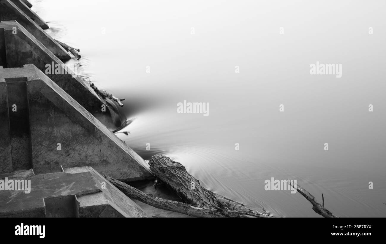 Black and white image of a watercourse Stock Photo - Alamy