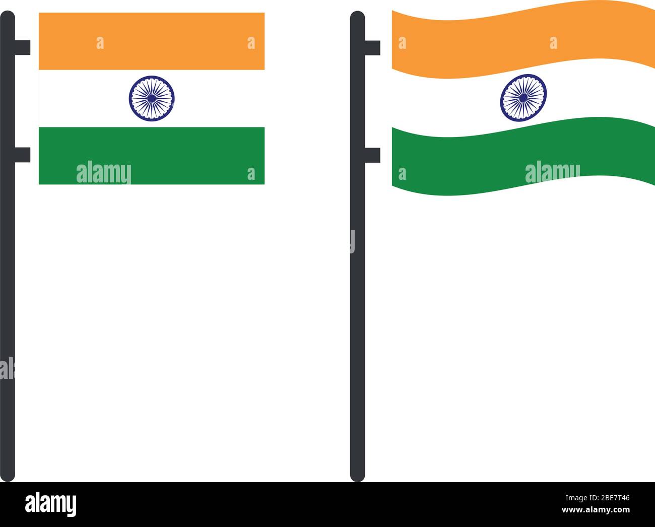 Indian tricolor flag stable and waving on flag pole. Stock Vector ...