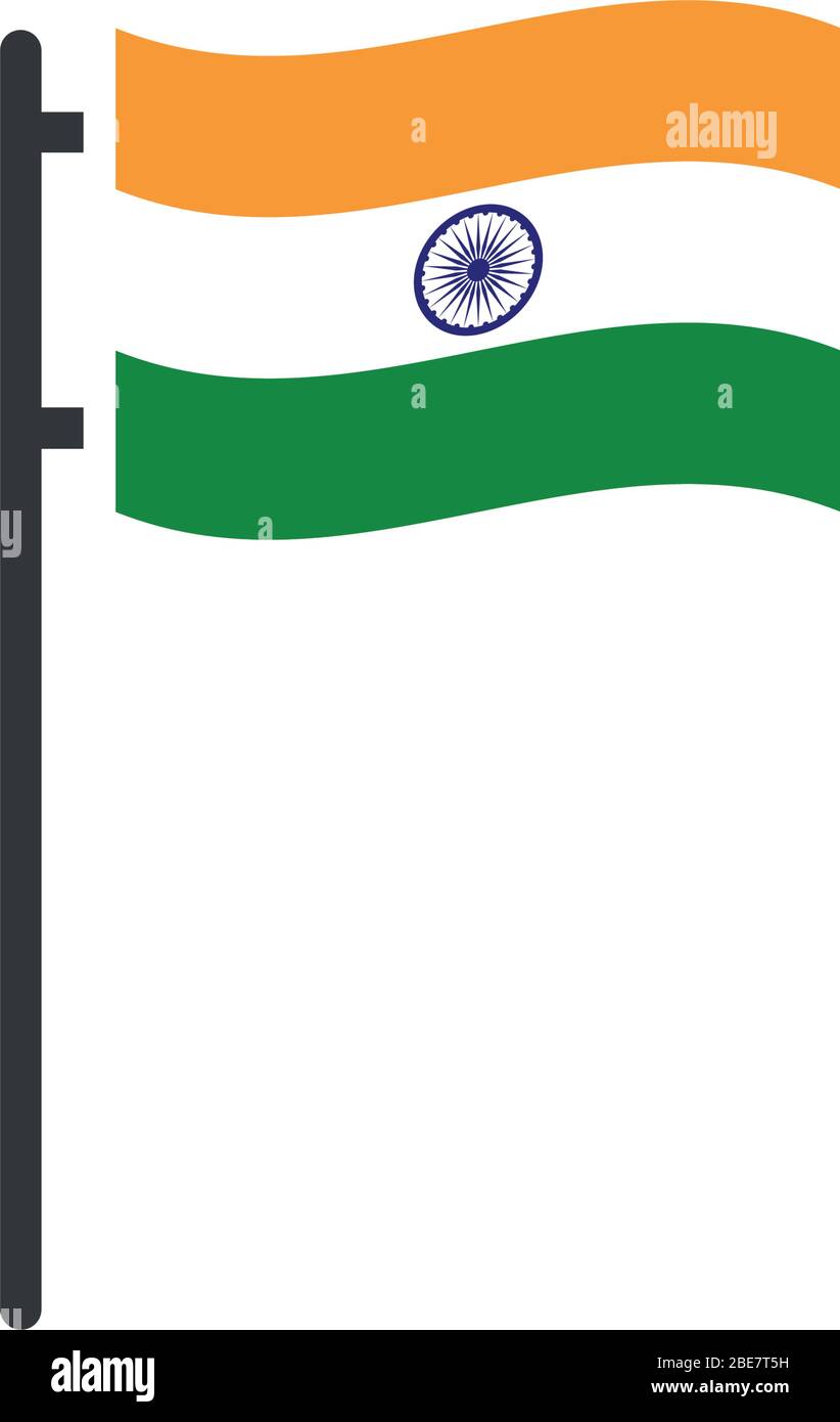 Illustration Of Indian Tricolor Flag Waving On Flag Pole Stock Vector