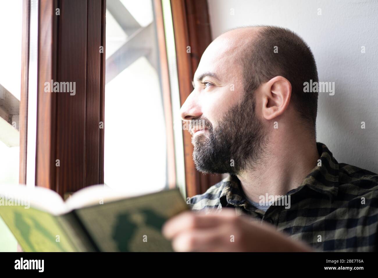 Beard Muslim Man Reading Holy Islamic Book Koran Stock Photo - Alamy