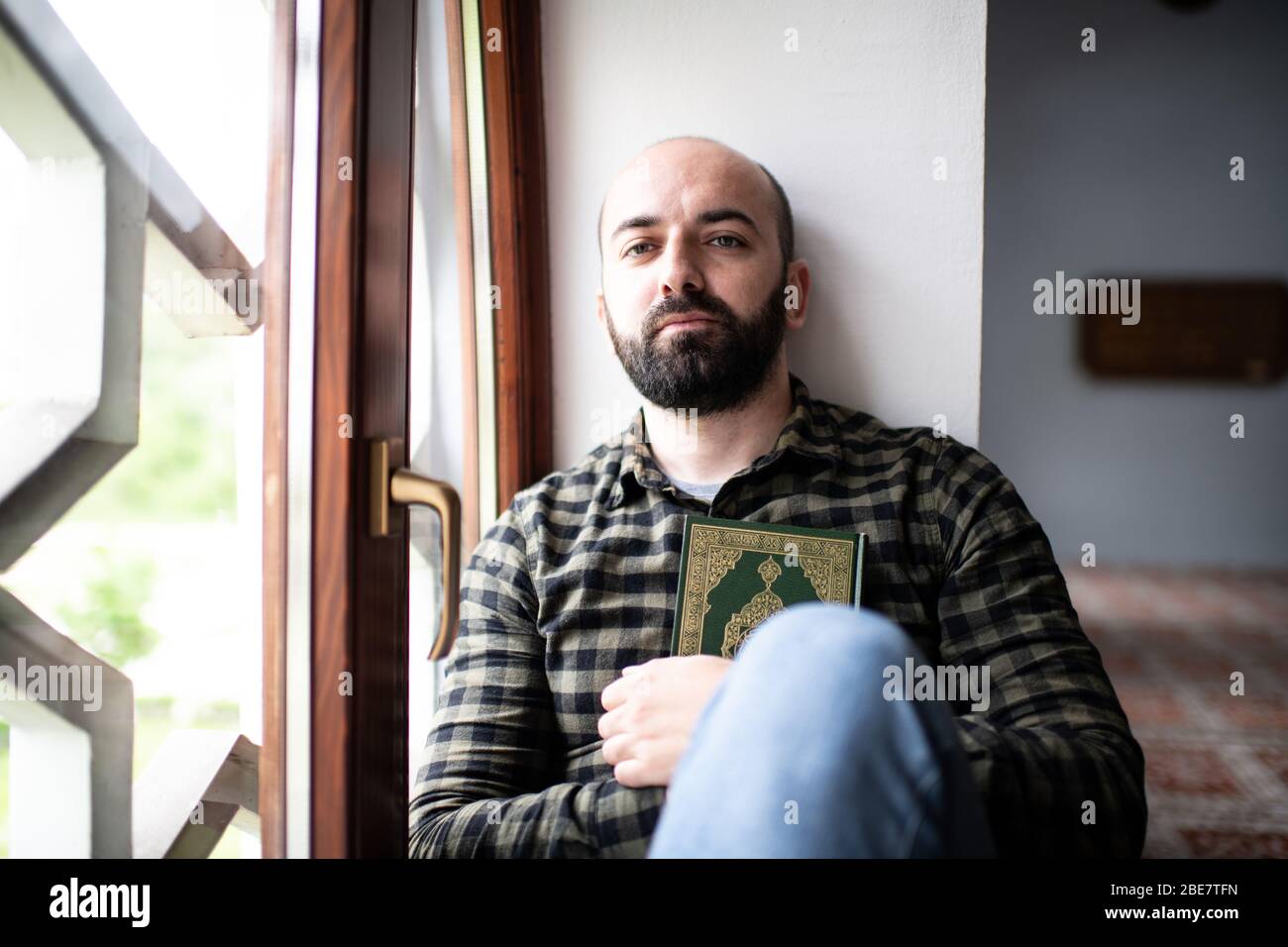 Beard Muslim Man Reading Holy Islamic Book Koran Stock Photo - Alamy