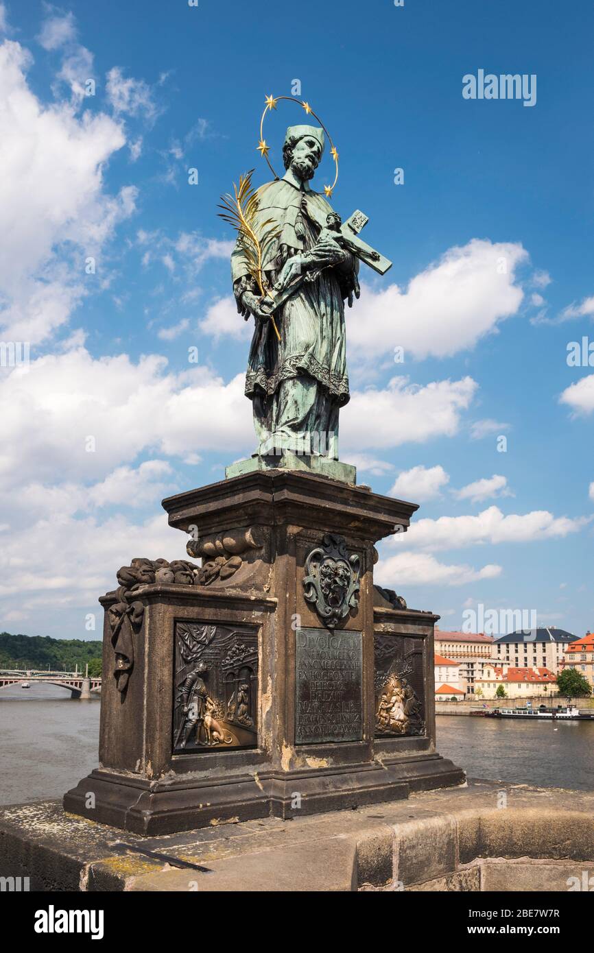 Bronze statue (1683) of John of Nepomuk on the north side of the ...