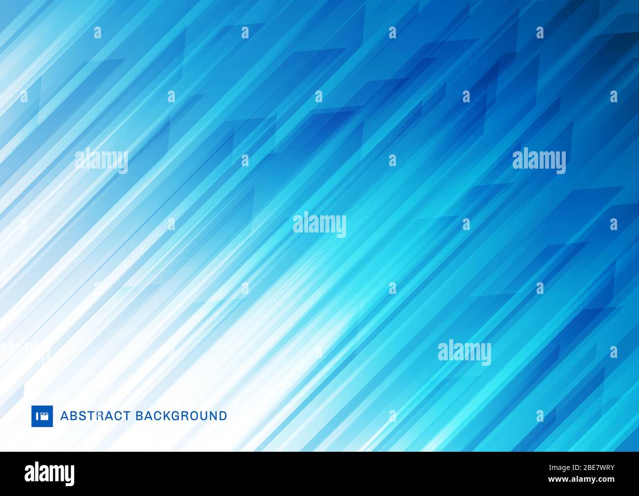 Abstract modern diagonal stripes lines white and blue background ...