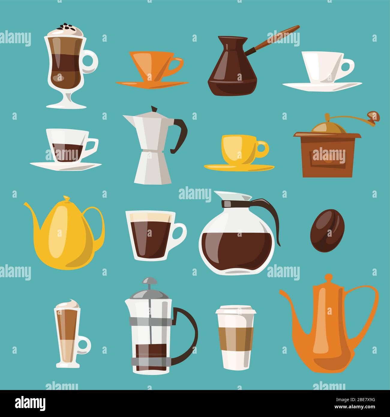 Vector set with coffee food and drink elements Stock Vector Image & Art ...