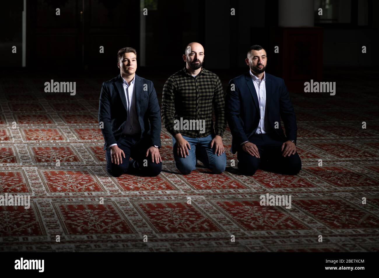 Three Muslim Man is Praying in the Mosque Stock Photo - Alamy