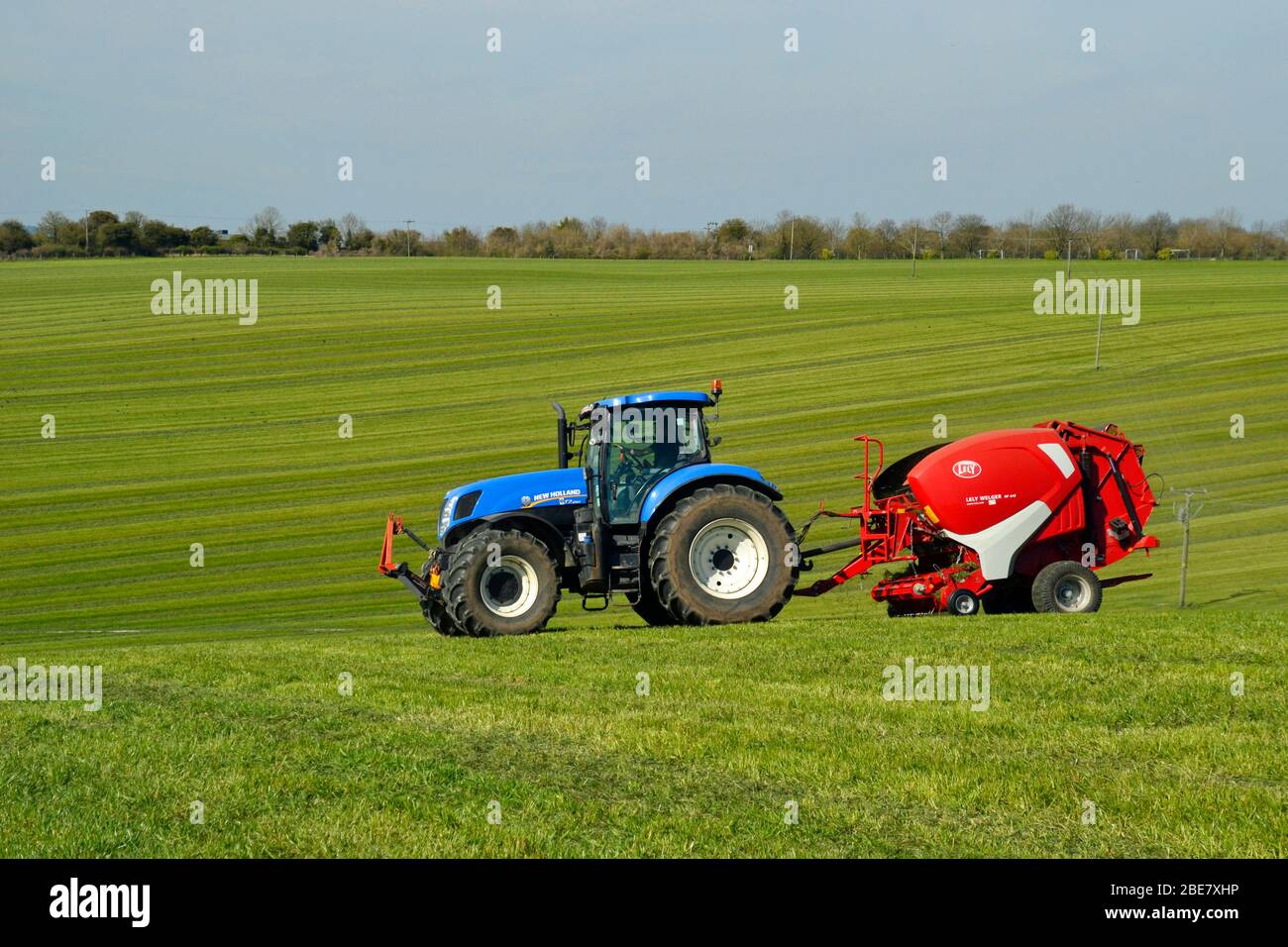 Tractor harvesting haylage on fields just outside Princes Risborough ...