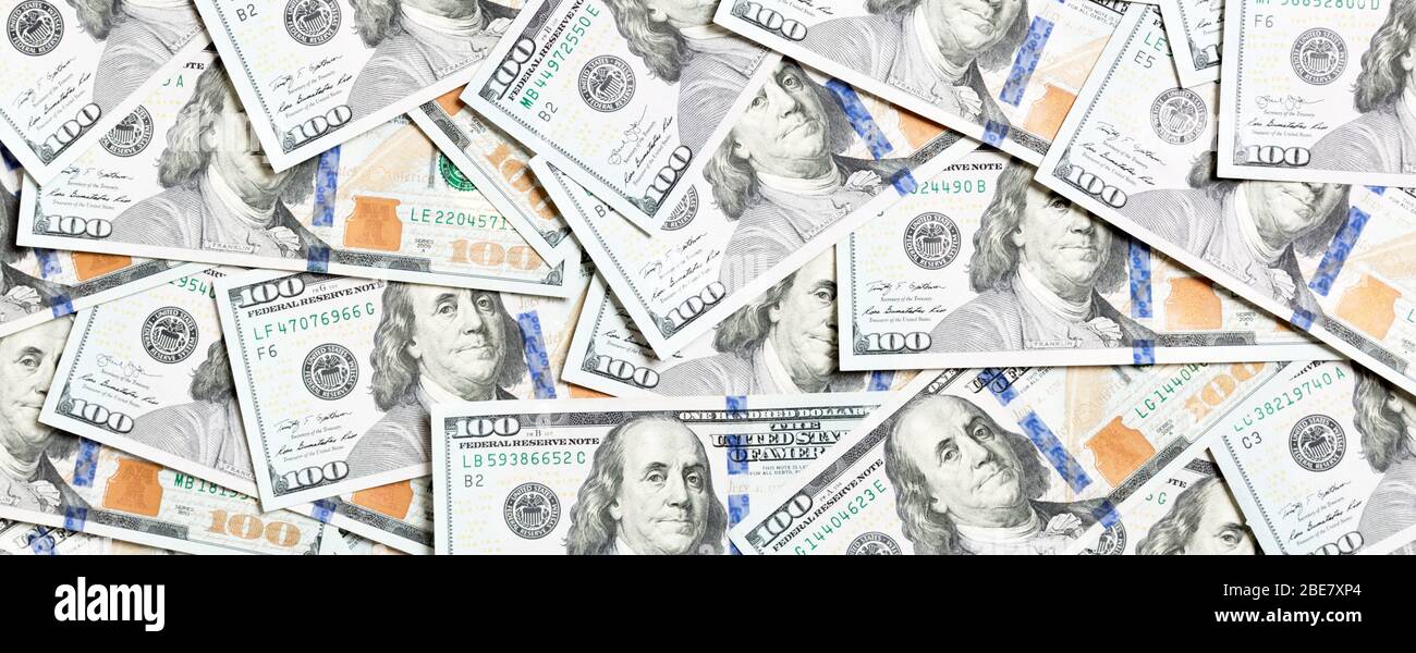 Top view of American money background. Pile of dollar cash. Paper ...