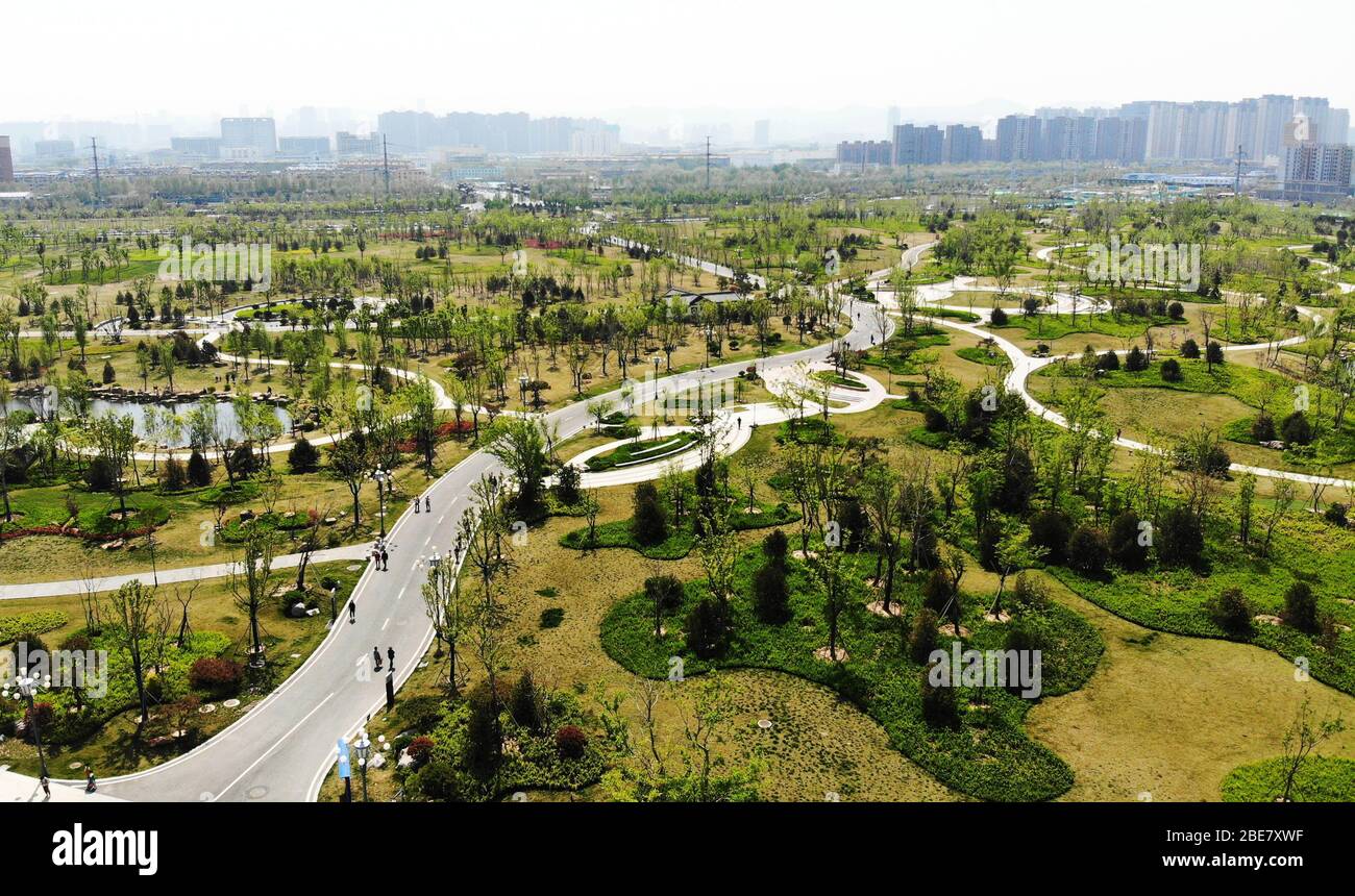 Jinan. 13th Apr, 2020. Aerial photo taken on April 13, 2020 shows a ...