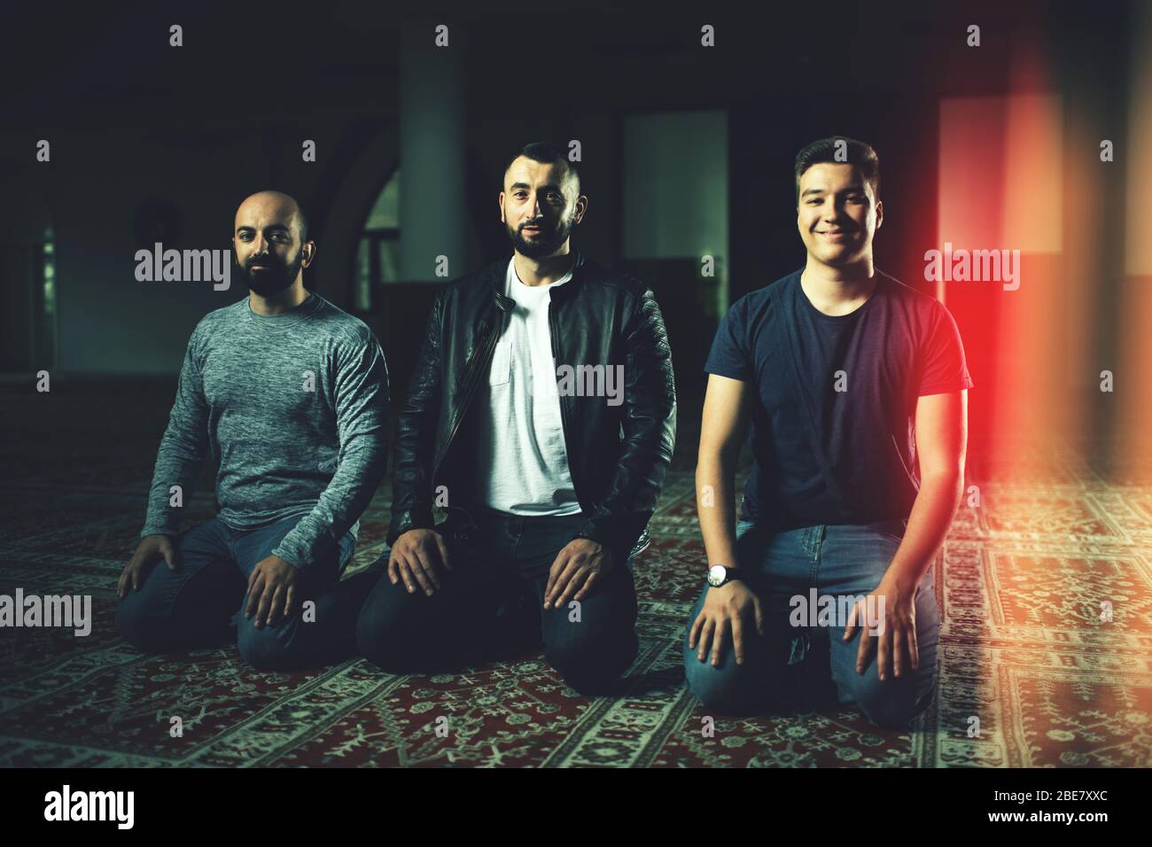 Three Muslim Man is Praying in the Mosque Stock Photo - Alamy