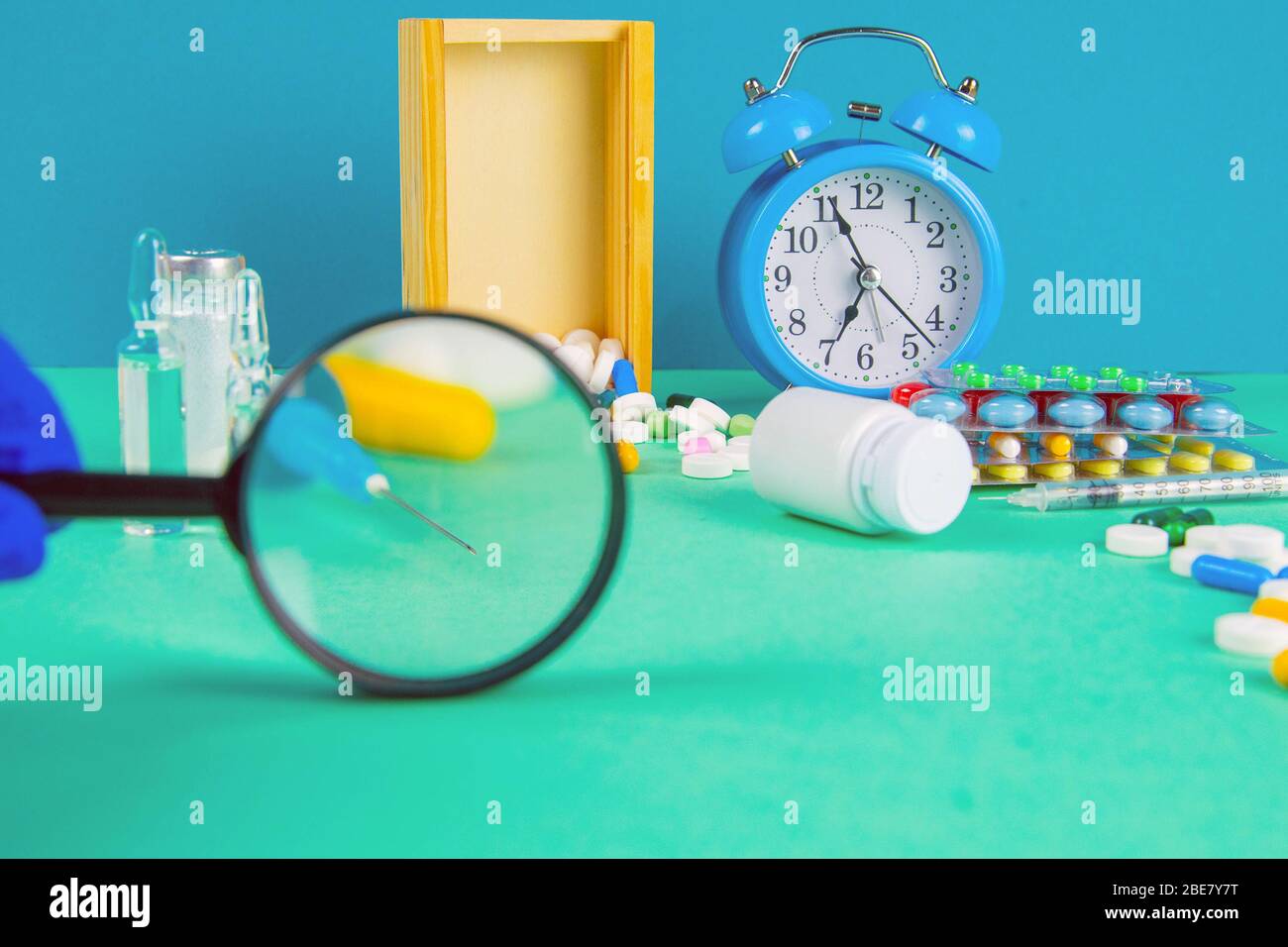 Pharmaceutical research and clinical trials concept. Medicine vial ...
