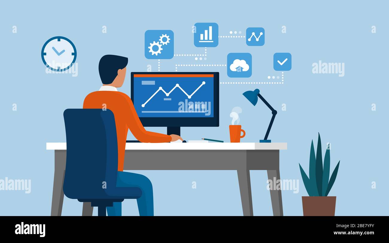 Earning from computer Stock Vector Images - Alamy