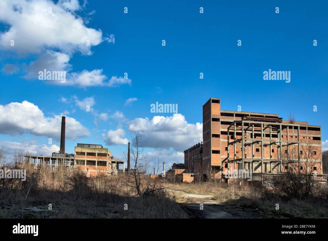Devastated viscose factory in Serbia in the town of Loznica. Once a ...