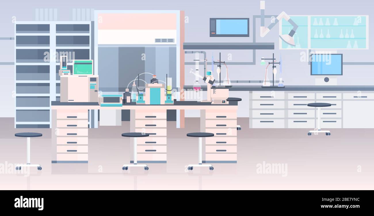 modern lab interior empty no people chemical laboratory with furniture ...