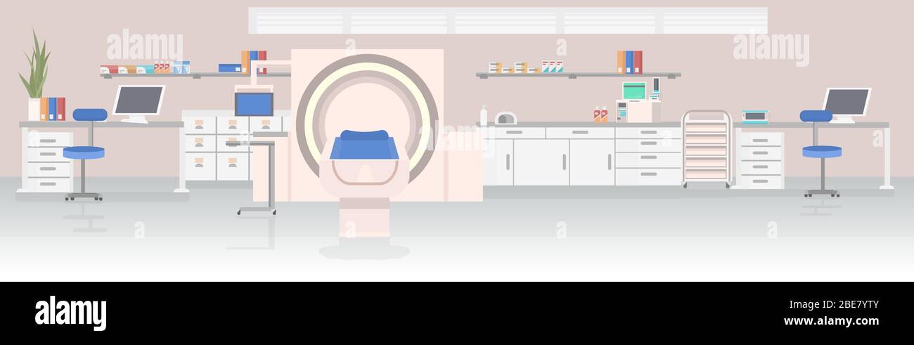 hospital room with MRI magnetic resonance imaging scan device medical ...