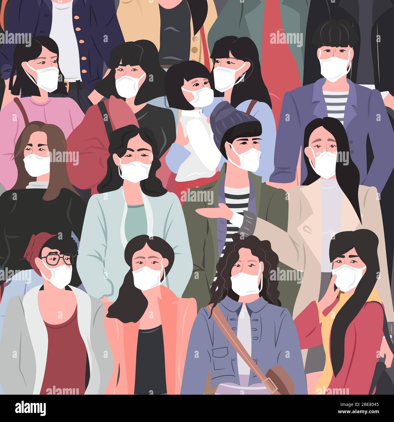 crowd of people wearing medical masks coronavirus 2019-nCoV epidemic ...