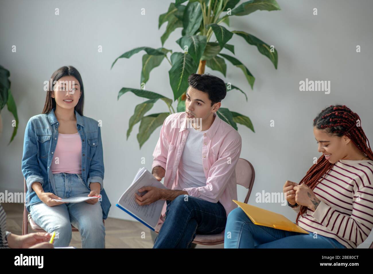 Good therapy. Young people feeling good at psychological therapy ...