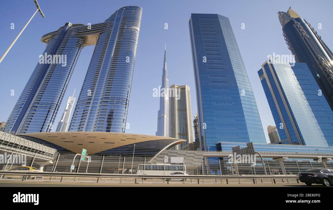 Tall and modern skyscrapers of Dubai on a sunny day Stock Photo - Alamy