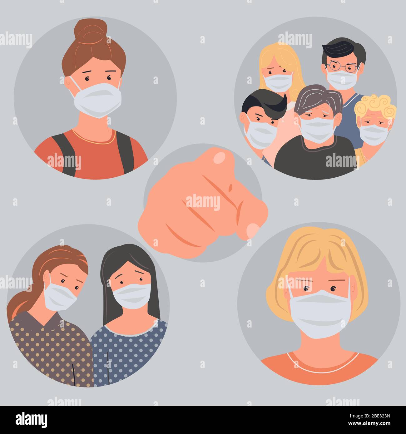 Set of illustrations. people wearing face masks Stock Vector Image ...
