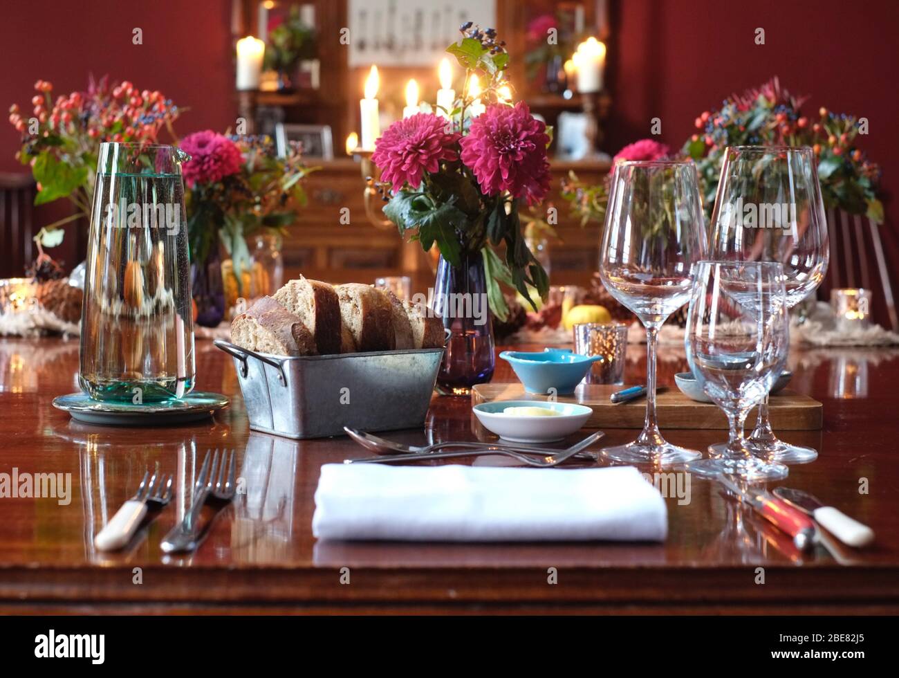 Lunch table at Ballintaggart Farm restaurant with rooms Stock Photo - Alamy