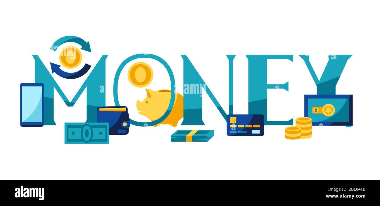 Banking illustration with money icons Stock Vector Image & Art - Alamy