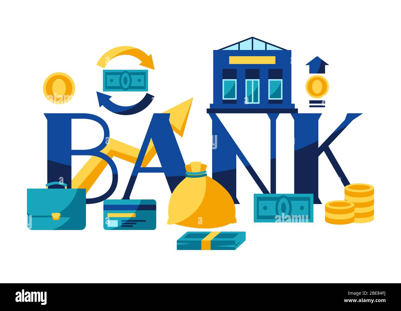 Banking illustration with money icons Stock Vector Image & Art - Alamy