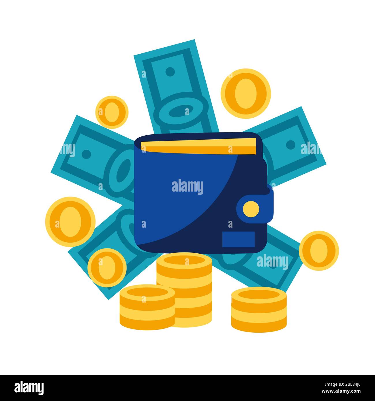 Illustration of wallet and money Stock Vector Image & Art - Alamy
