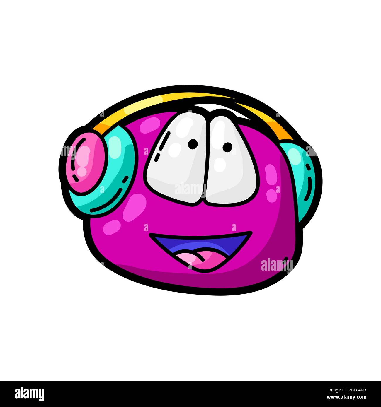 Illustration of cartoon funny character listening to music Stock Vector ...
