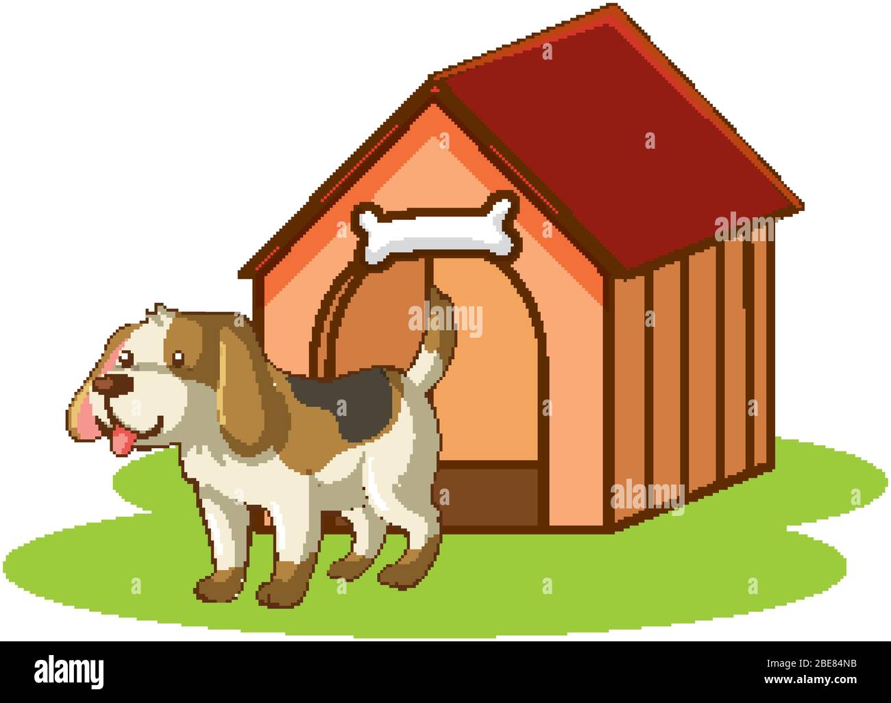 Scene with little dog by dog house illustration Stock Vector Image ...