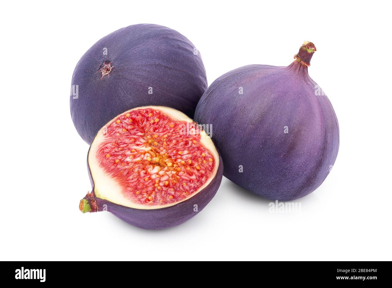 Fresh fig fruit and half isolated on white background Stock Photo - Alamy