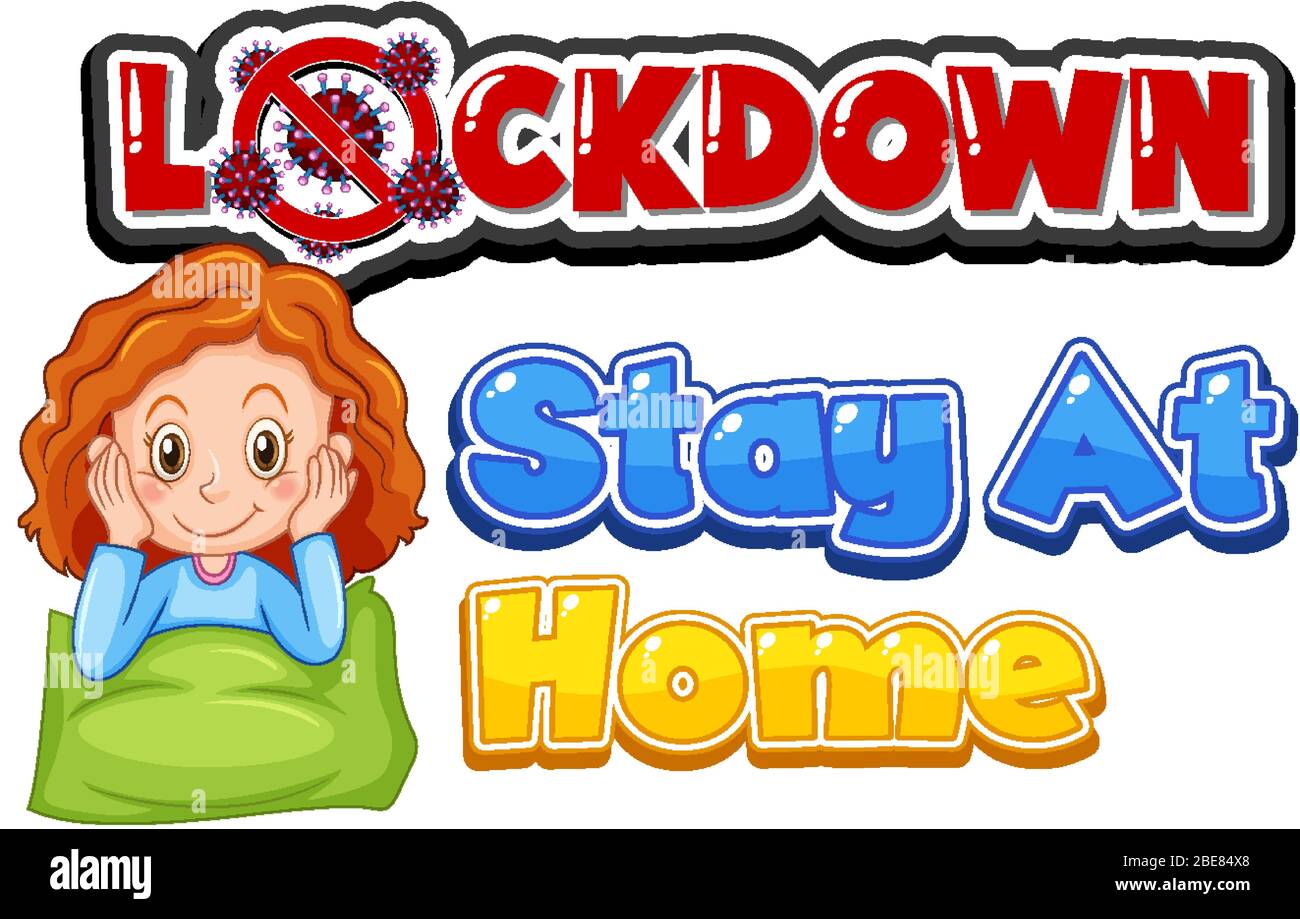 Coronavirus poster design with word lock down and happy kid ...