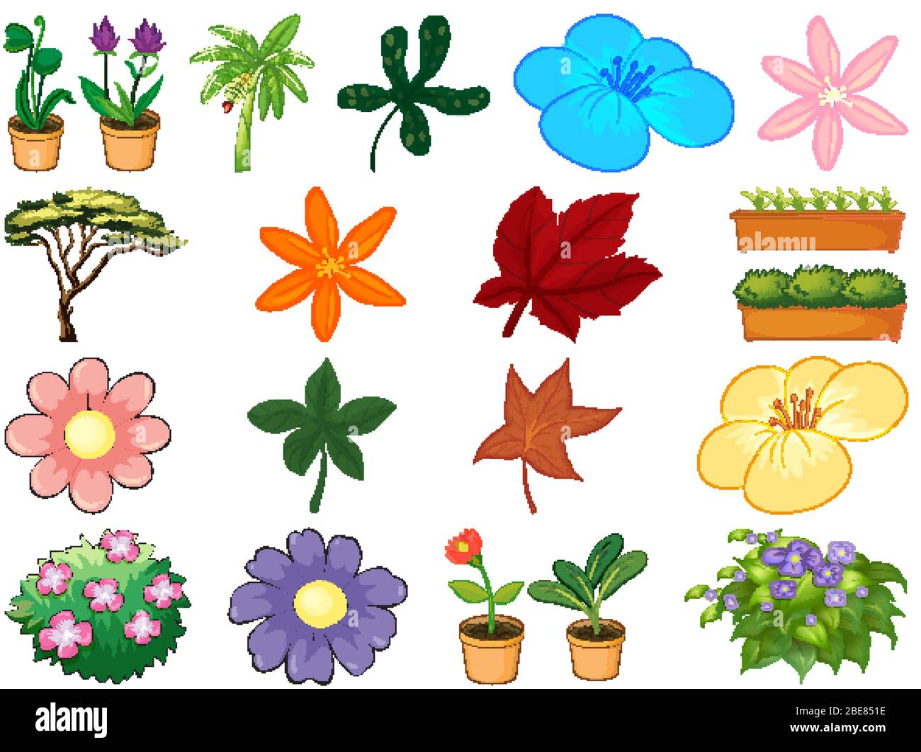 Large set of different plants on white background illustration Stock ...