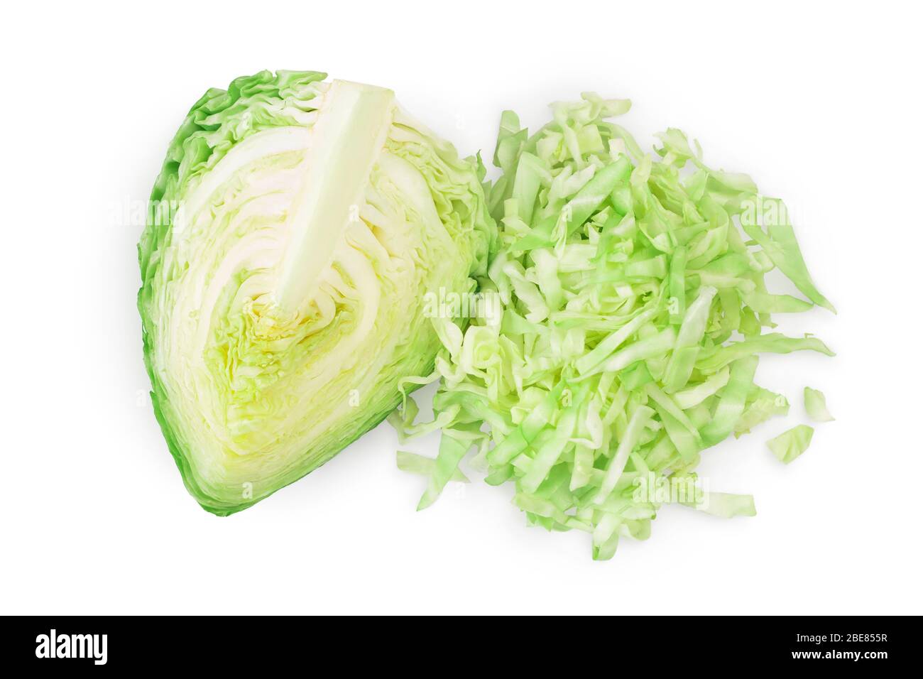 Green cabbage isolated on white background with clipping path and full ...