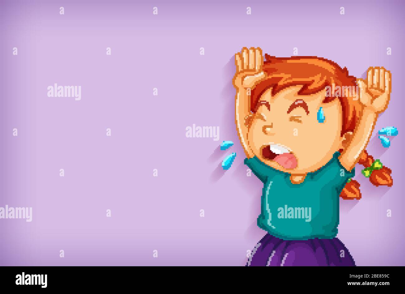 Background template design with crying girl illustration Stock Vector ...