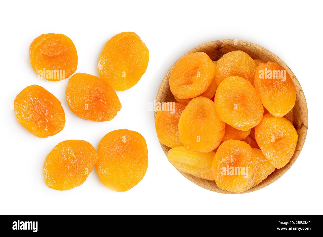 Dried apricots isolated on white background with full depth of field ...