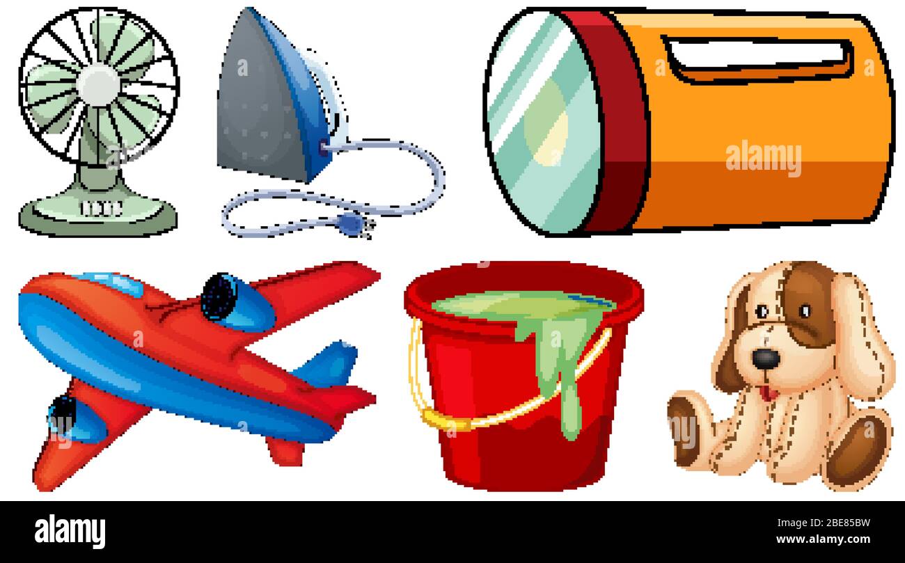 Large set of household items on white background illustration Stock ...