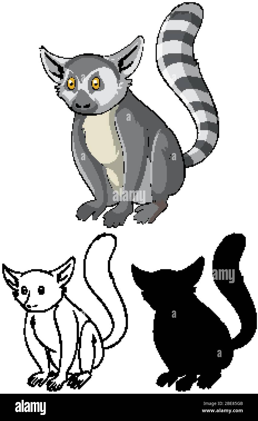 Set of lemur cartoon illustration Stock Vector Image & Art - Alamy