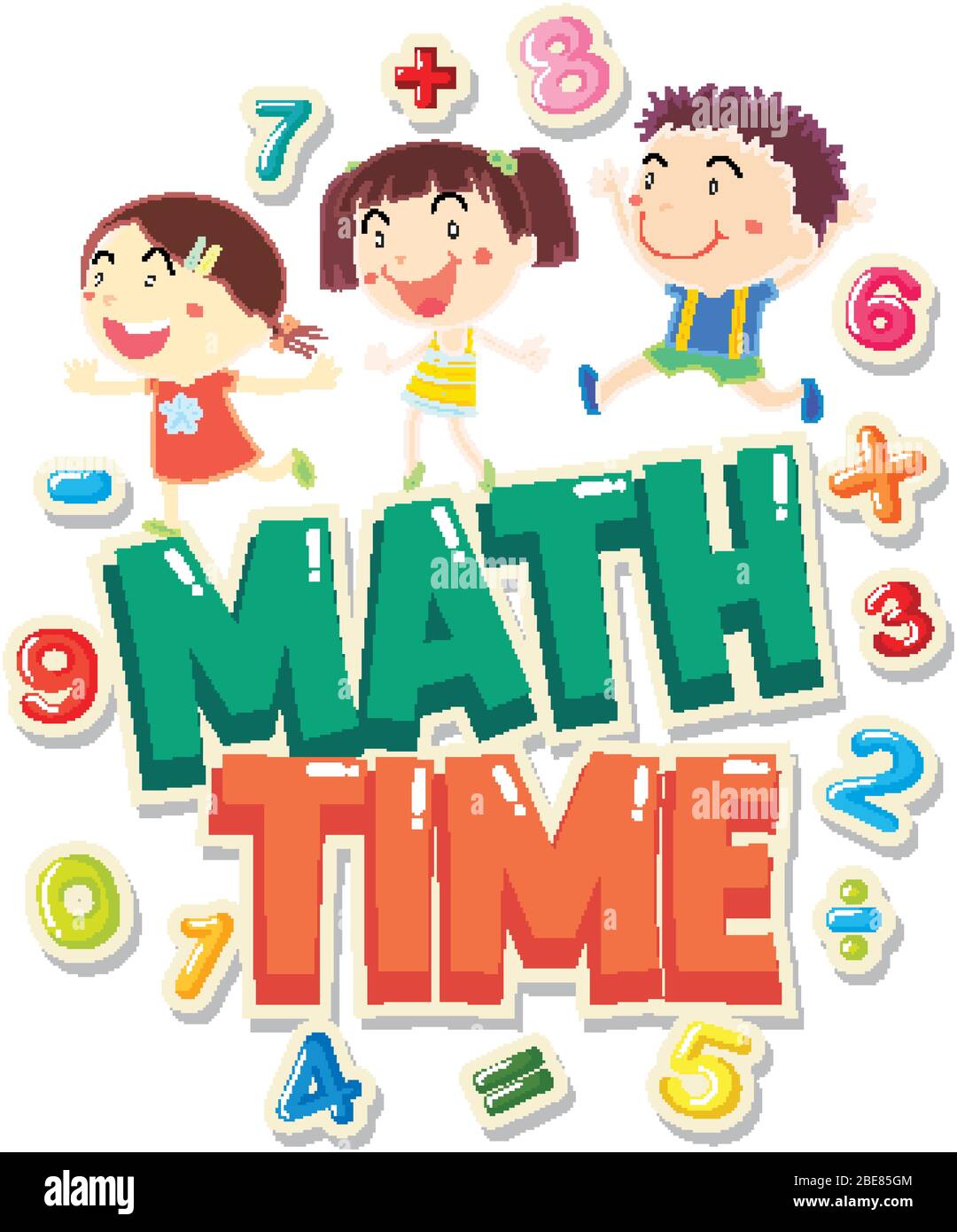 Word design for time 4 Math with happy kids illustration Stock Vector ...
