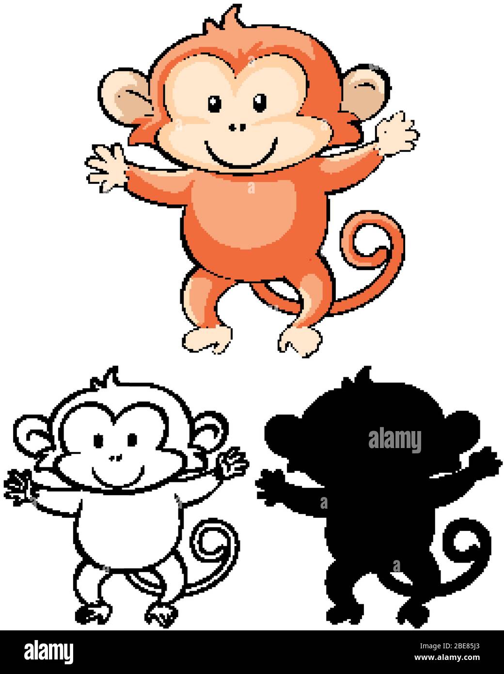 Set of monkey cartoon illustration Stock Vector Image & Art - Alamy