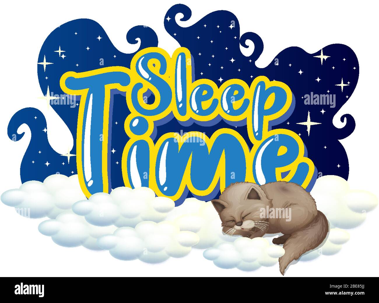 Font design for word sleep time with cat sleeping illustration Stock ...
