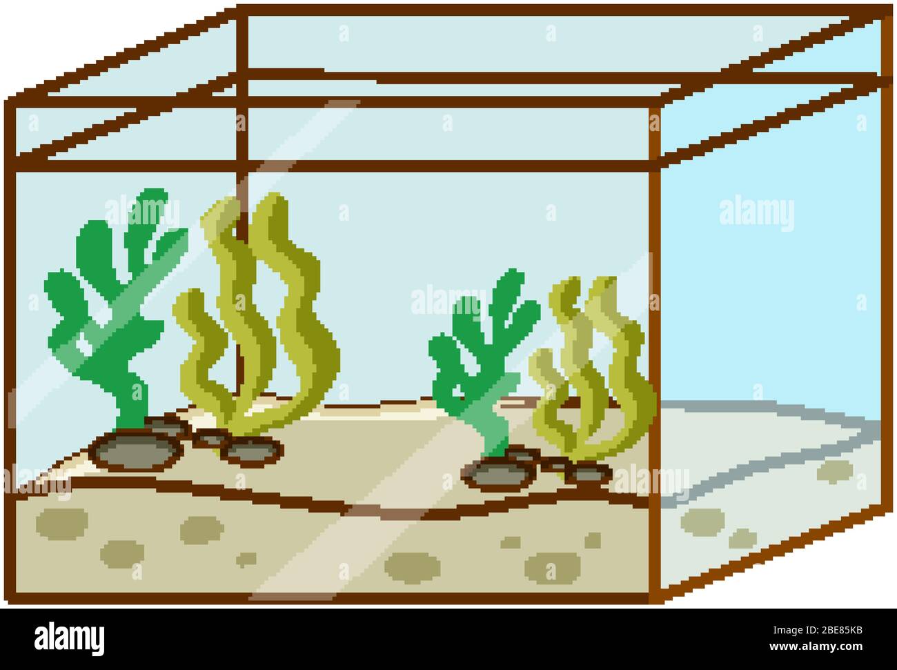 Fishtank with no fish inside on white background illustration Stock ...